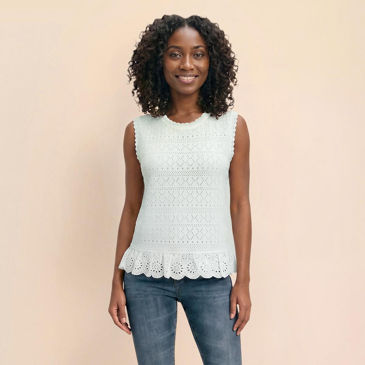 Click here for Womens Nanette Lepore Sleeveless Eyelet Trim Sweat... prices